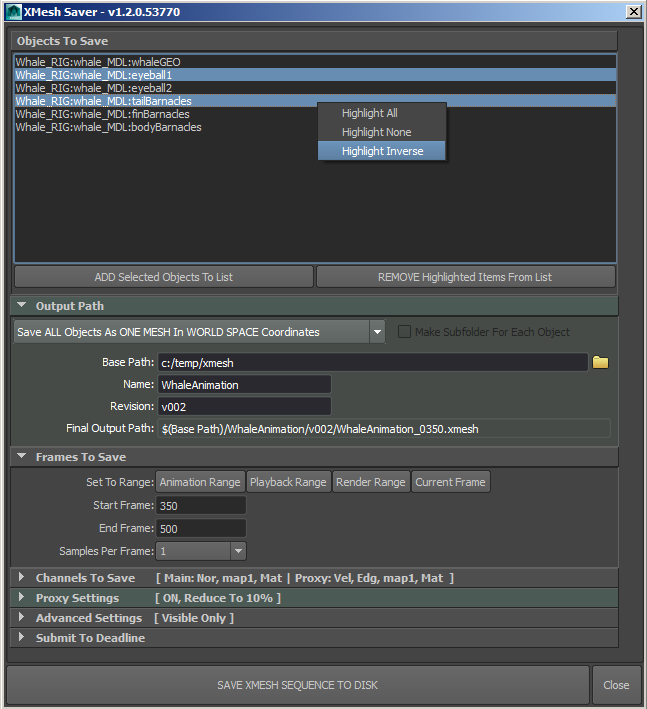 Xmesh Saver For Maya User Interface — Xmesh 17x Documentation 5610